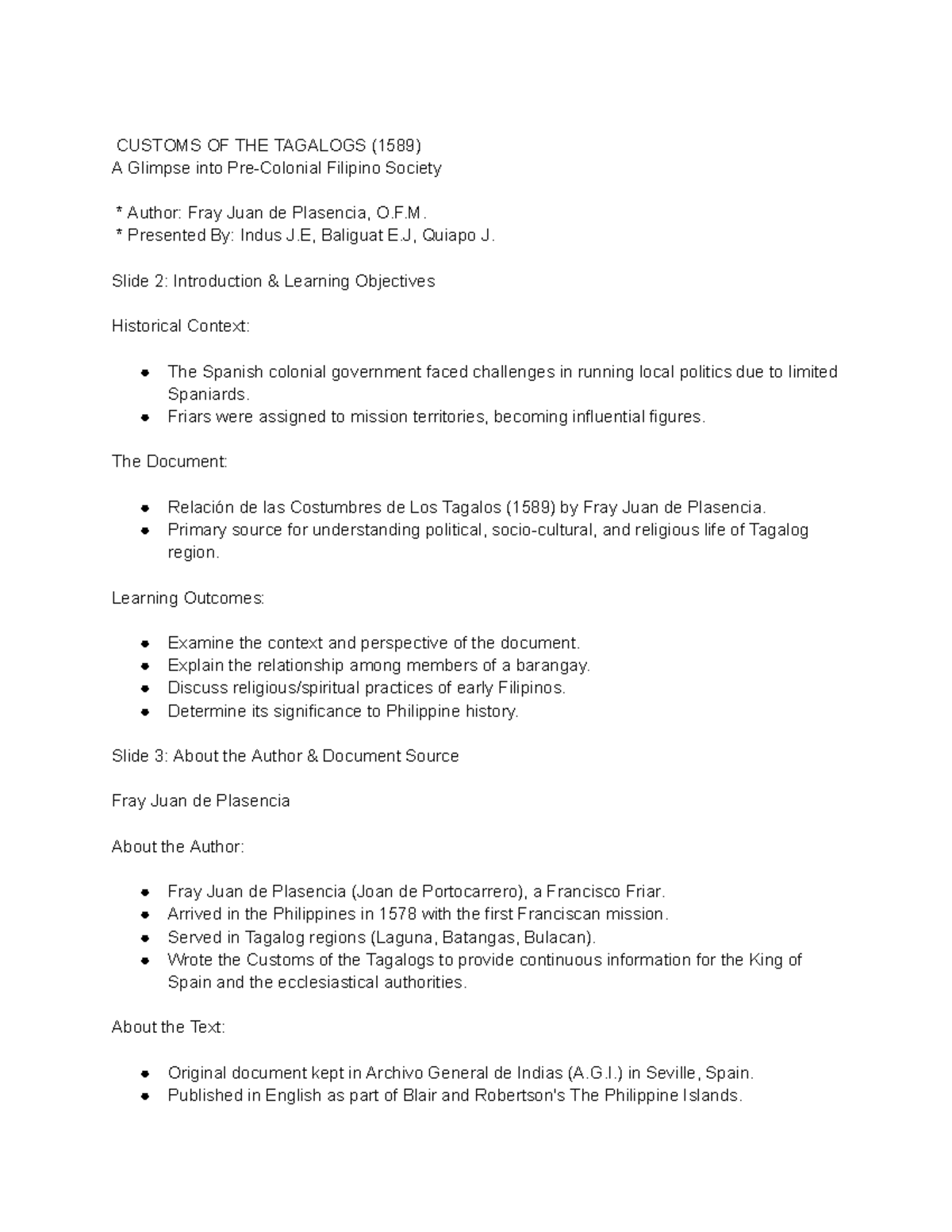 CUSTOMS OF THE TAGALOGS (1589): Insights into Early Filipino Society ...
