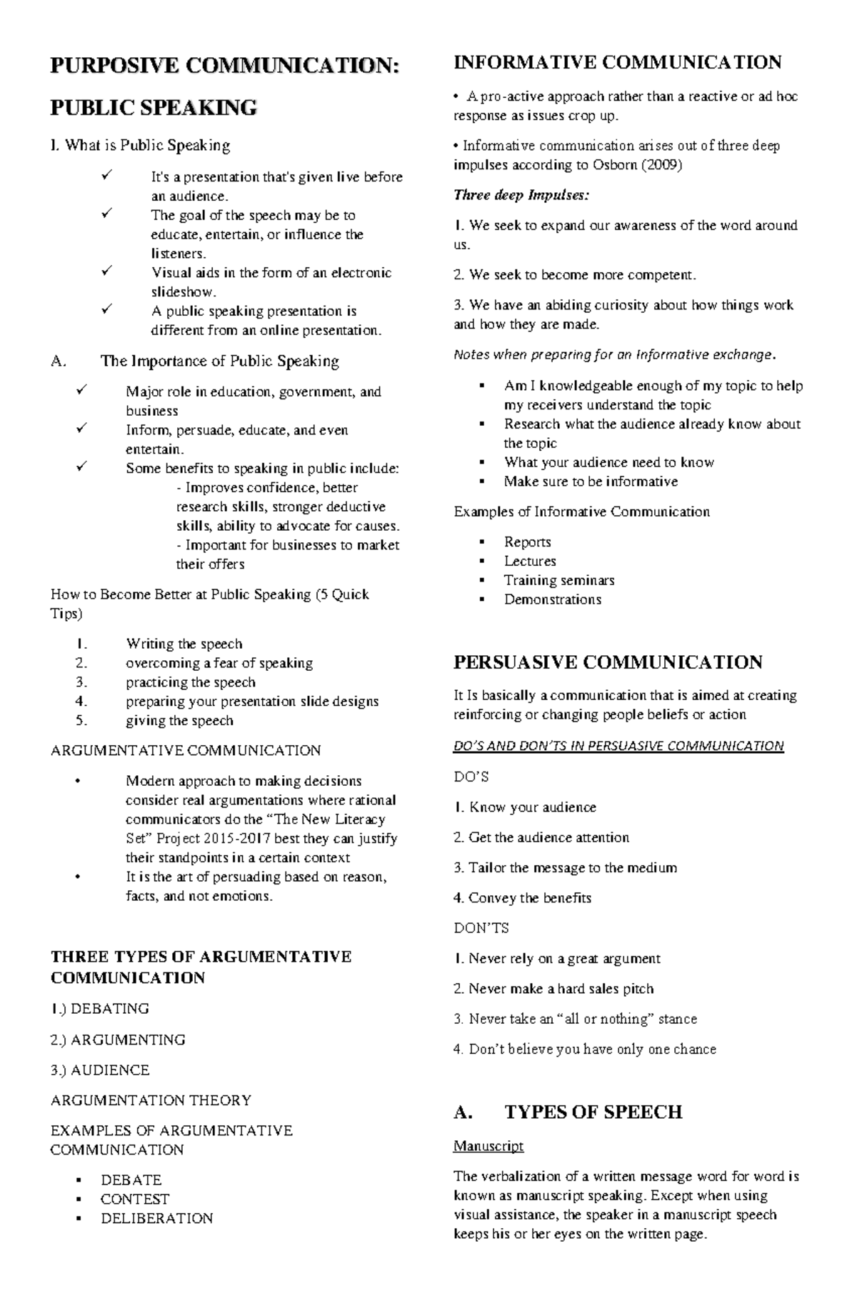 Purposive Communication: Mastering Public Speaking Techniques - Studocu