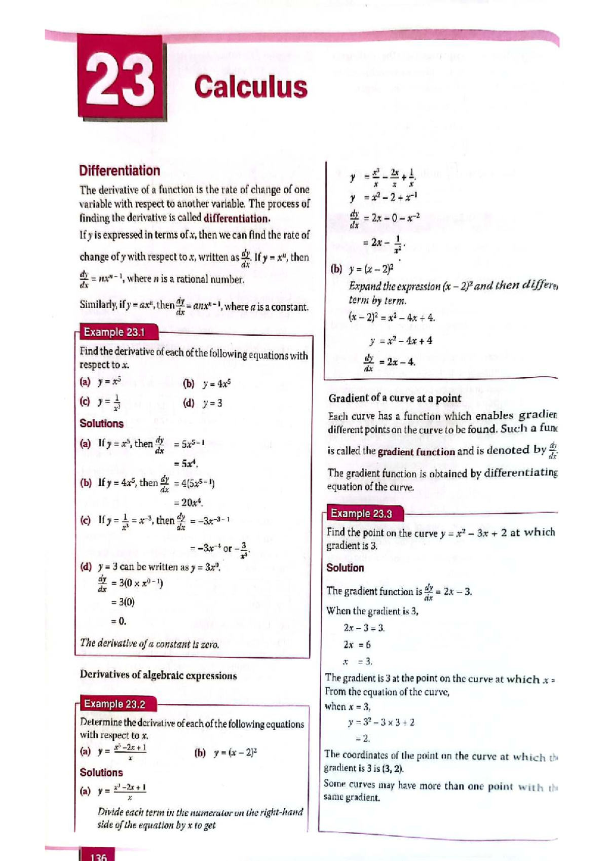 Calculus 23 - Differentiation and gradient functions practice questions ...