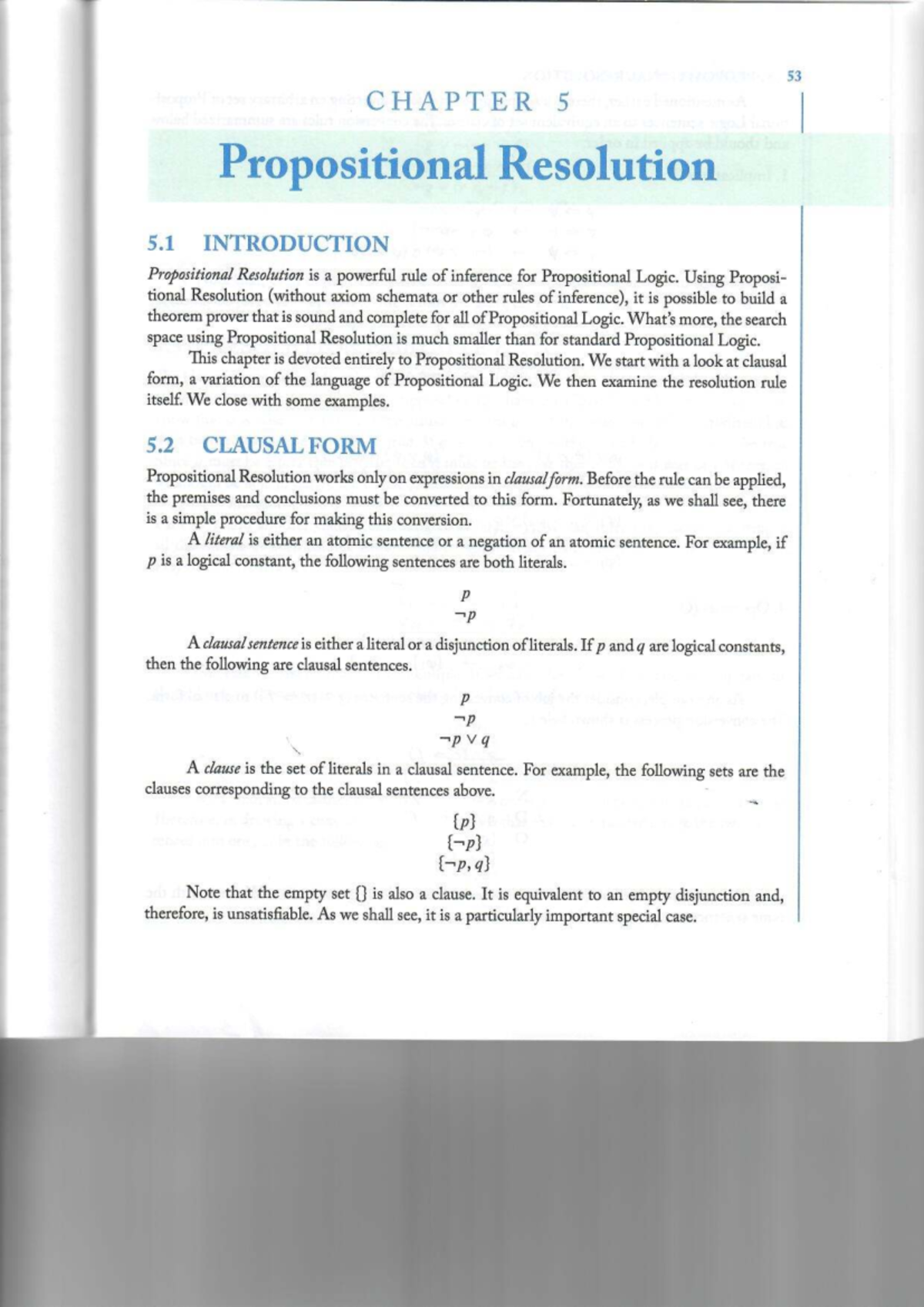 Chapter 5: Propositional Resolution in Logic (CS 101) - Studocu