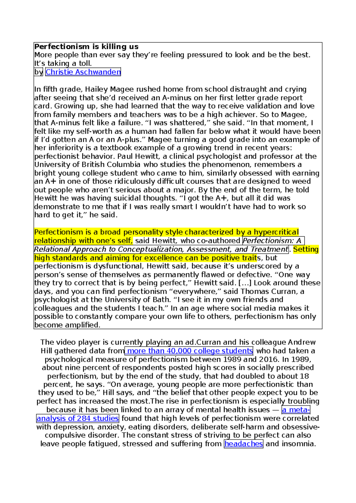 SPSE MOCK EXAM W4 - The Dangers of Perfectionism in Modern Society ...
