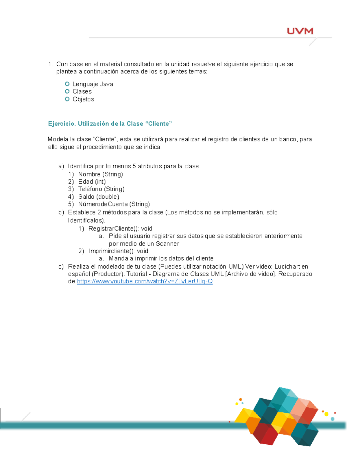 A3 Ejercicio - Modelado de Clase Cliente en Java - Studocu