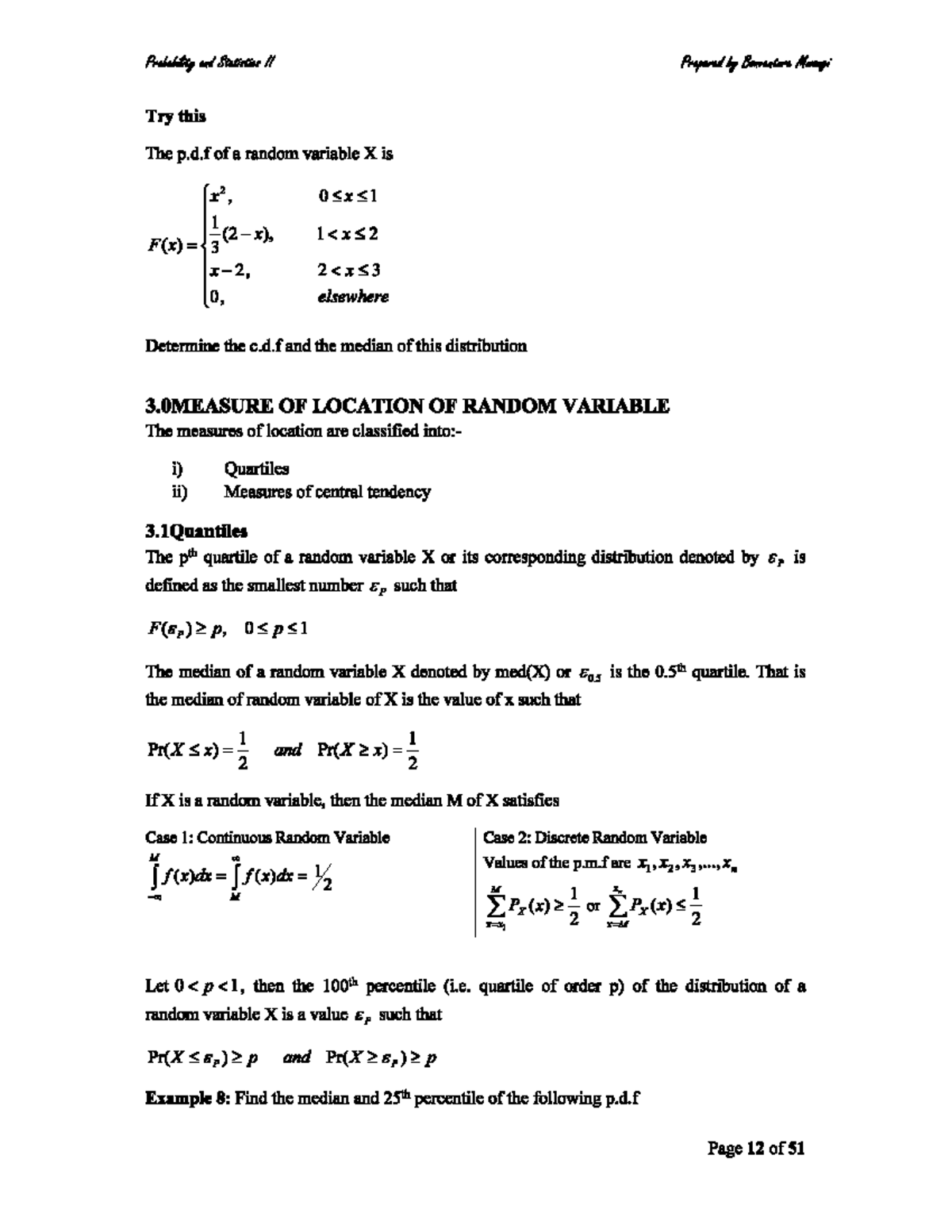 STA 2100 - Detailed Lecture Notes on Probability & Statistics - Studocu