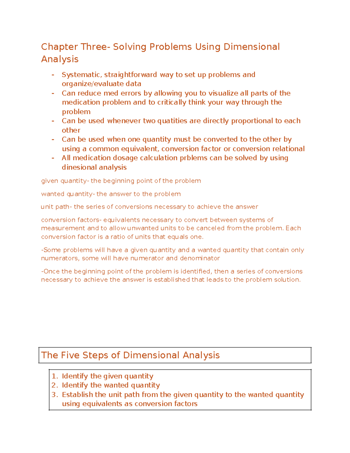 MATH 101: Chapter 3 - Dimensional Analysis for Problem Solving - Studocu