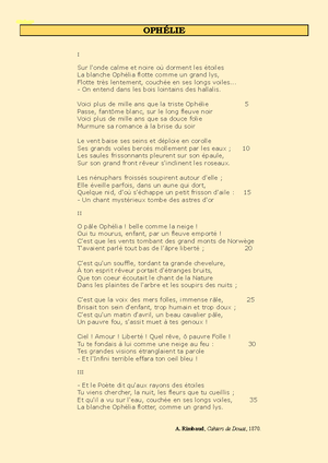 Fiche de revision ma boheme Rimbaud - Fiche de révision : Explication linéaire n°1 : « Ma Bohème ...