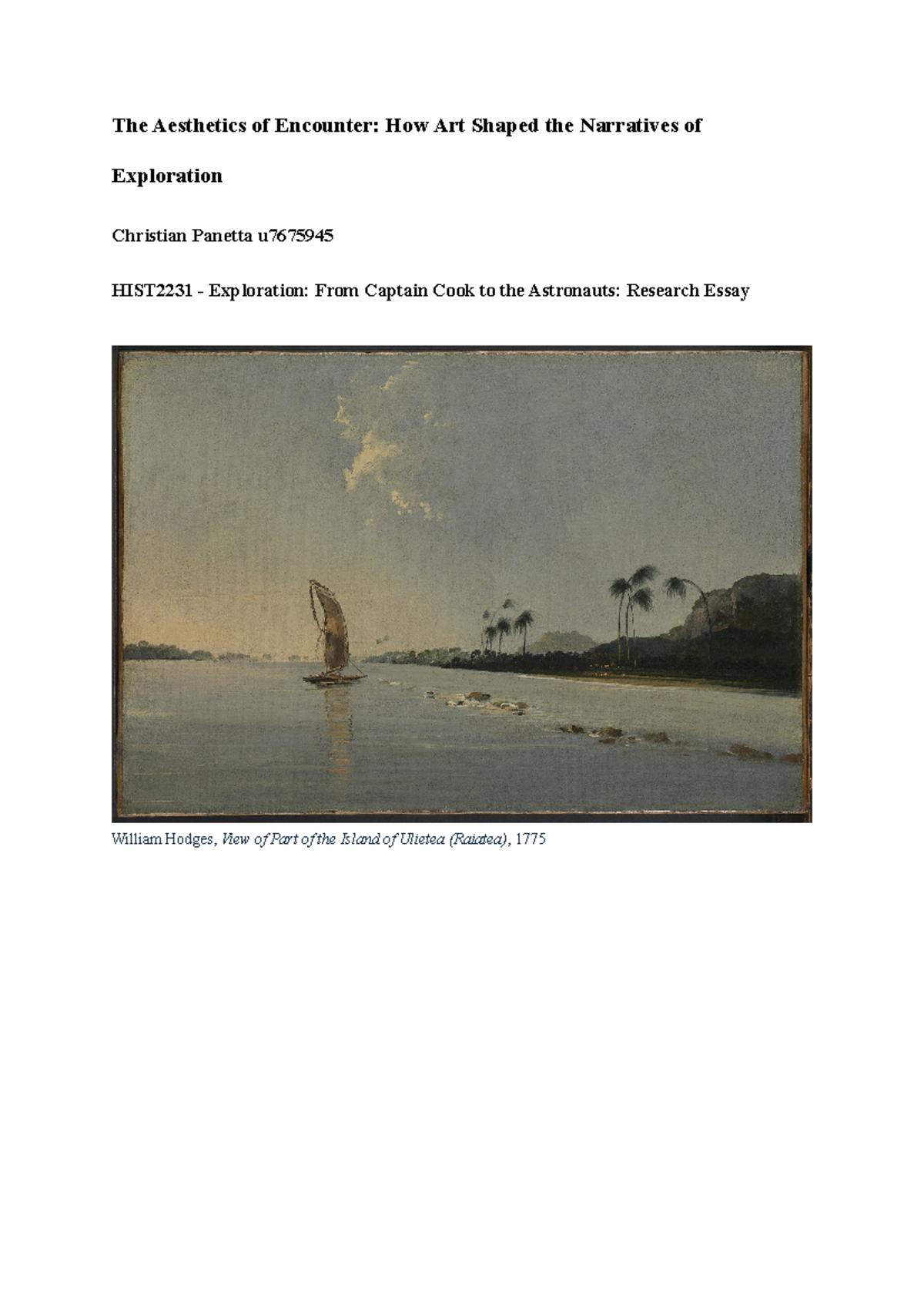 HIST2231 Research Essay: Art's Role in Shaping Exploration Narratives ...