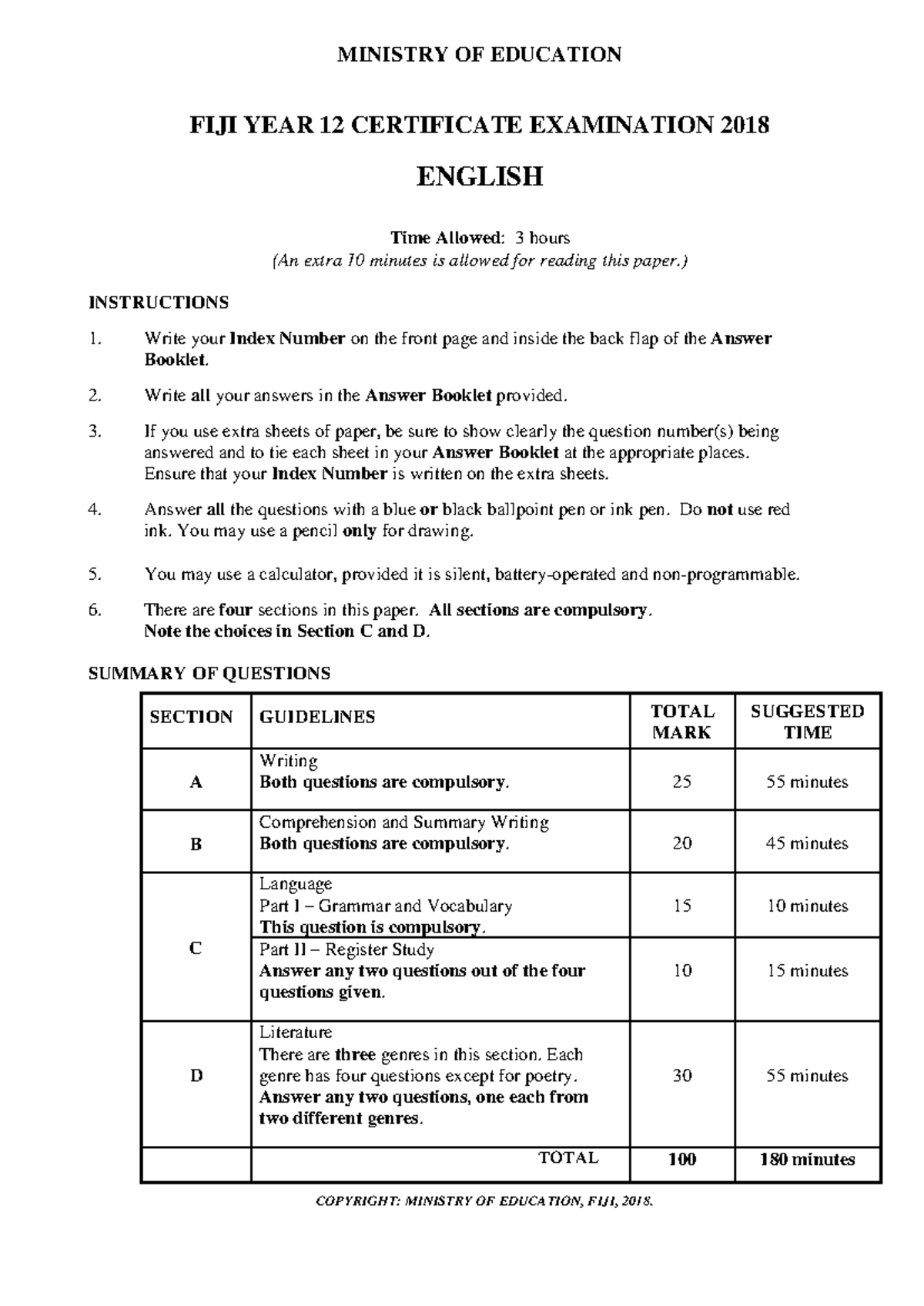 18FY12CE English Final Exam Question Paper 2018 - Studocu