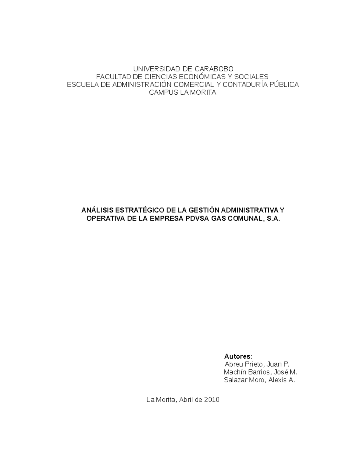 Análisis Estratégico de PDVSA Gas Comunal: Gestión Administrativa y ...