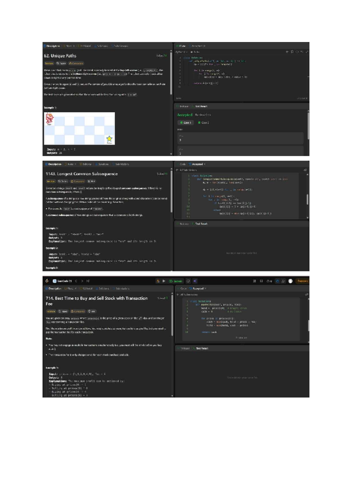 Python 10 - Unique Paths & Longest Common Subsequence Solutions - Studocu