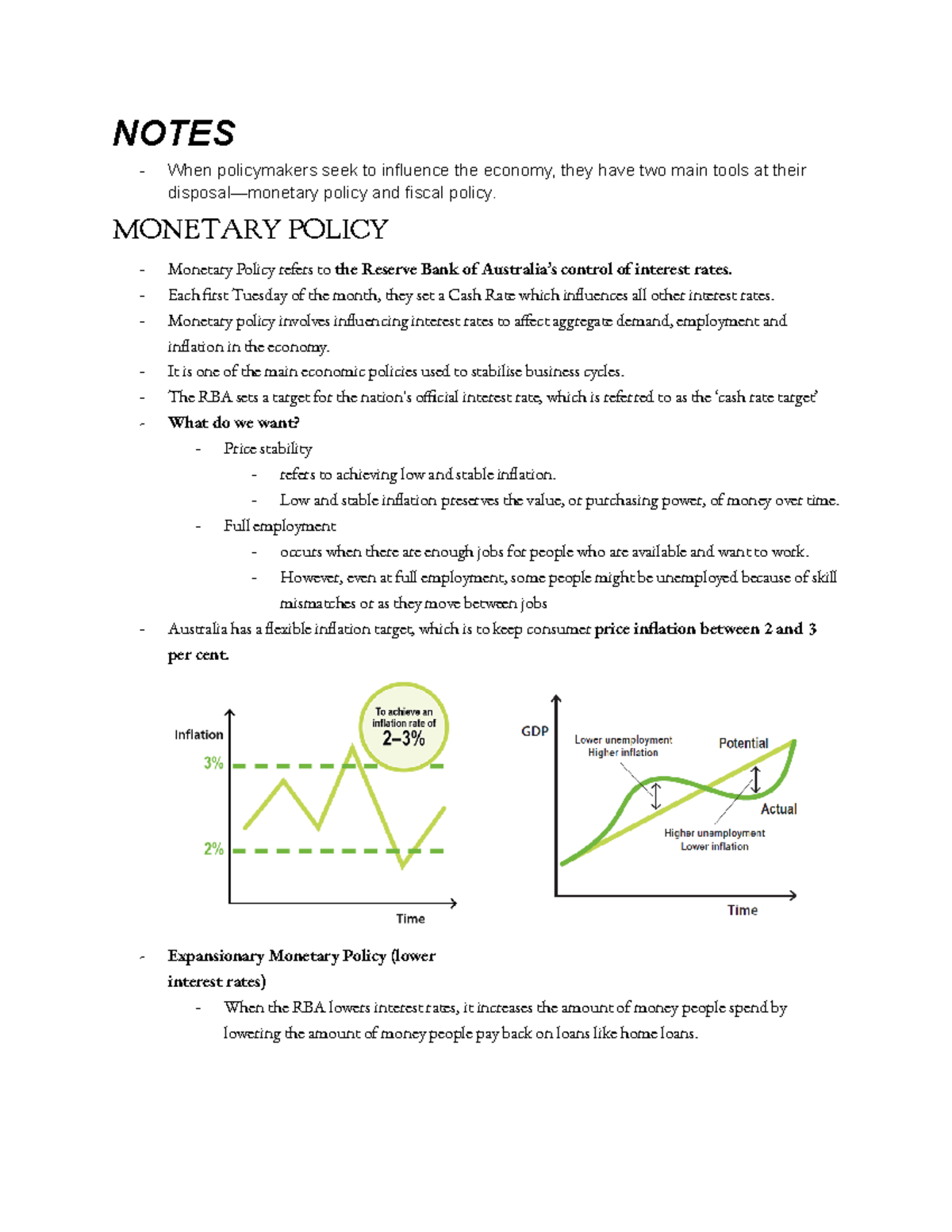 Monetary and Fiscal Policy Overview: Key Concepts and Impacts - Studocu