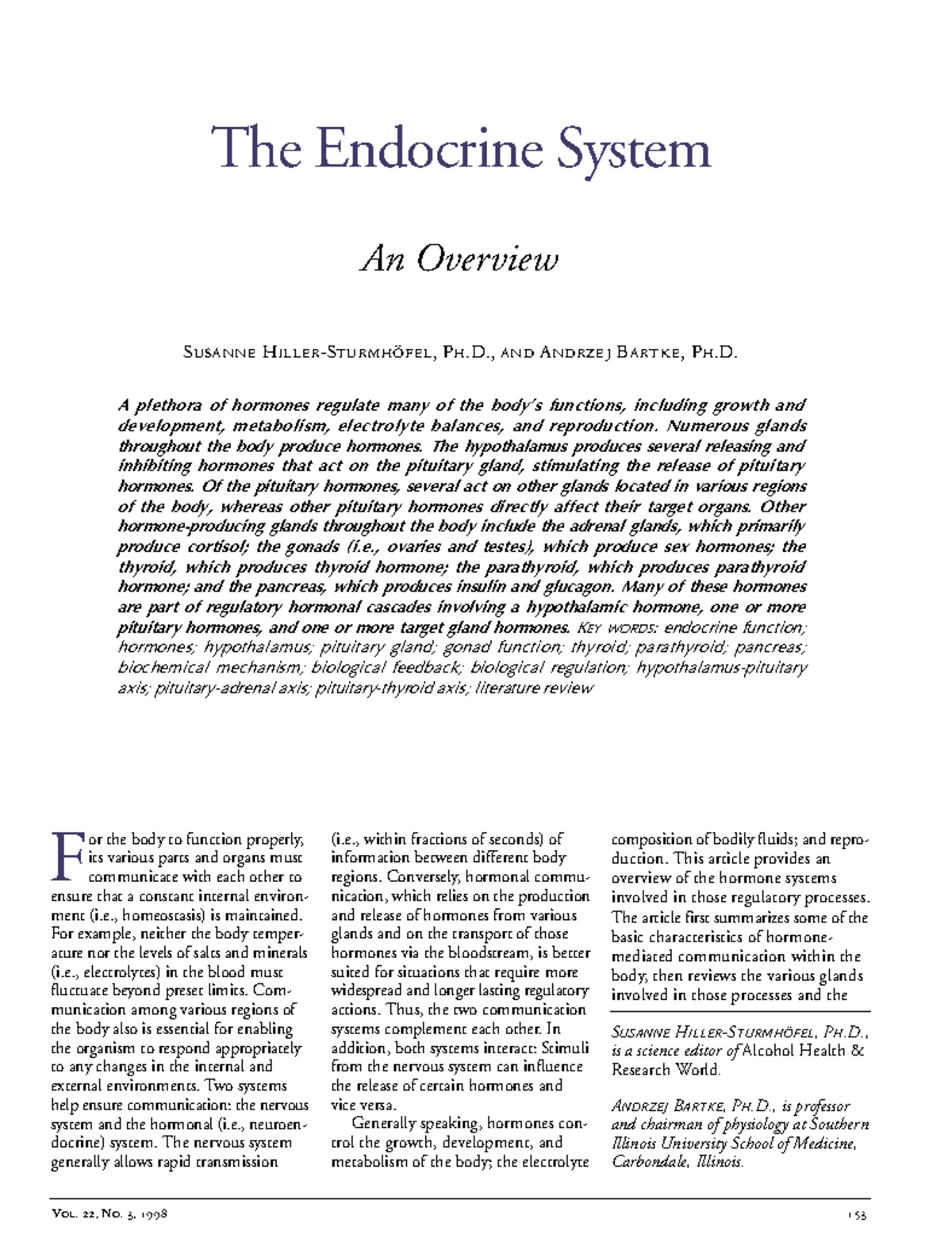 Endocrine System Overview: Hormonal Regulation and Functions (DOC ...