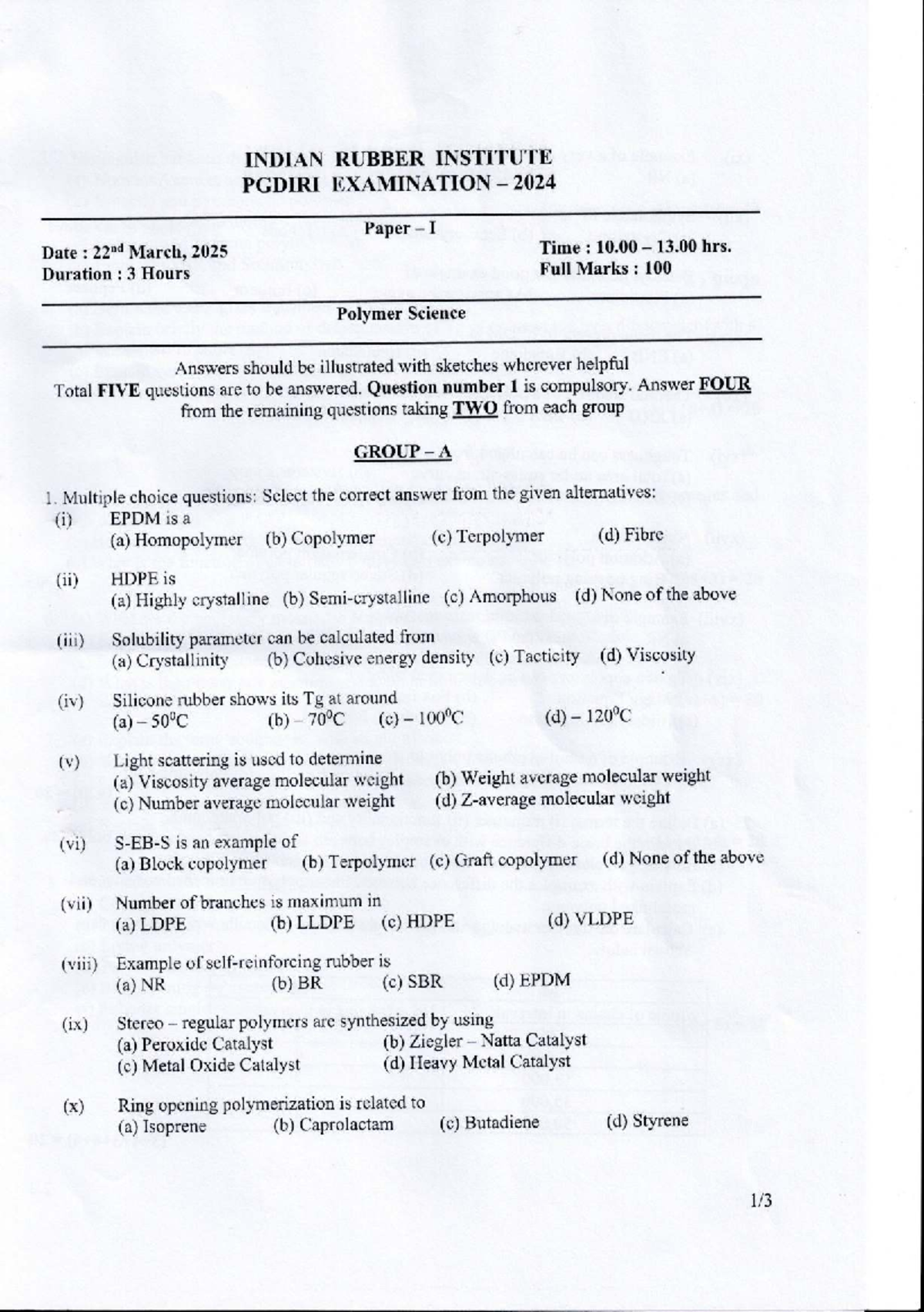 PGDIRI 2024 Examination Question Papers: Papers I to IV - Studocu