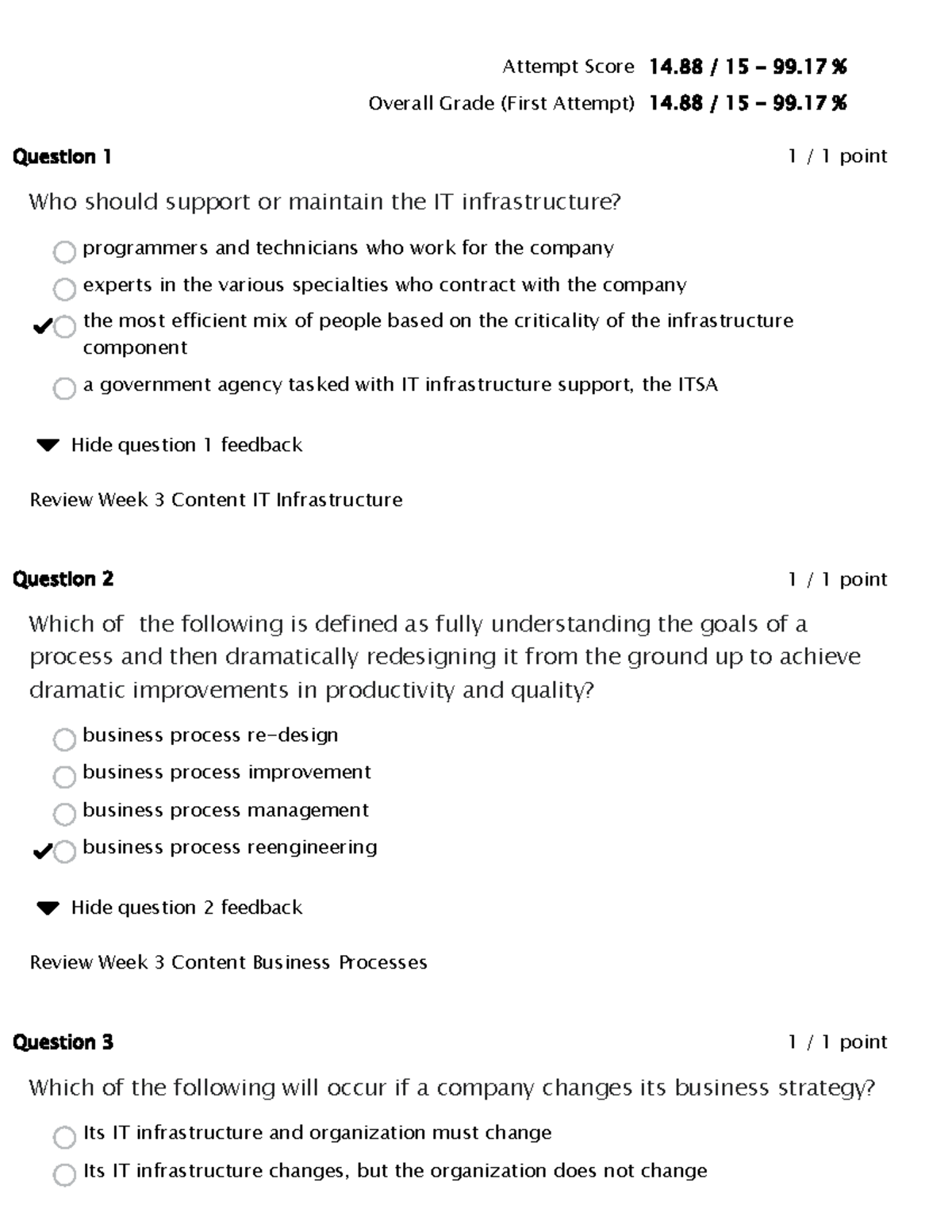Quizzes - IFSM 300 Quiz 3: IT Infrastructure & Business Processes - Studocu