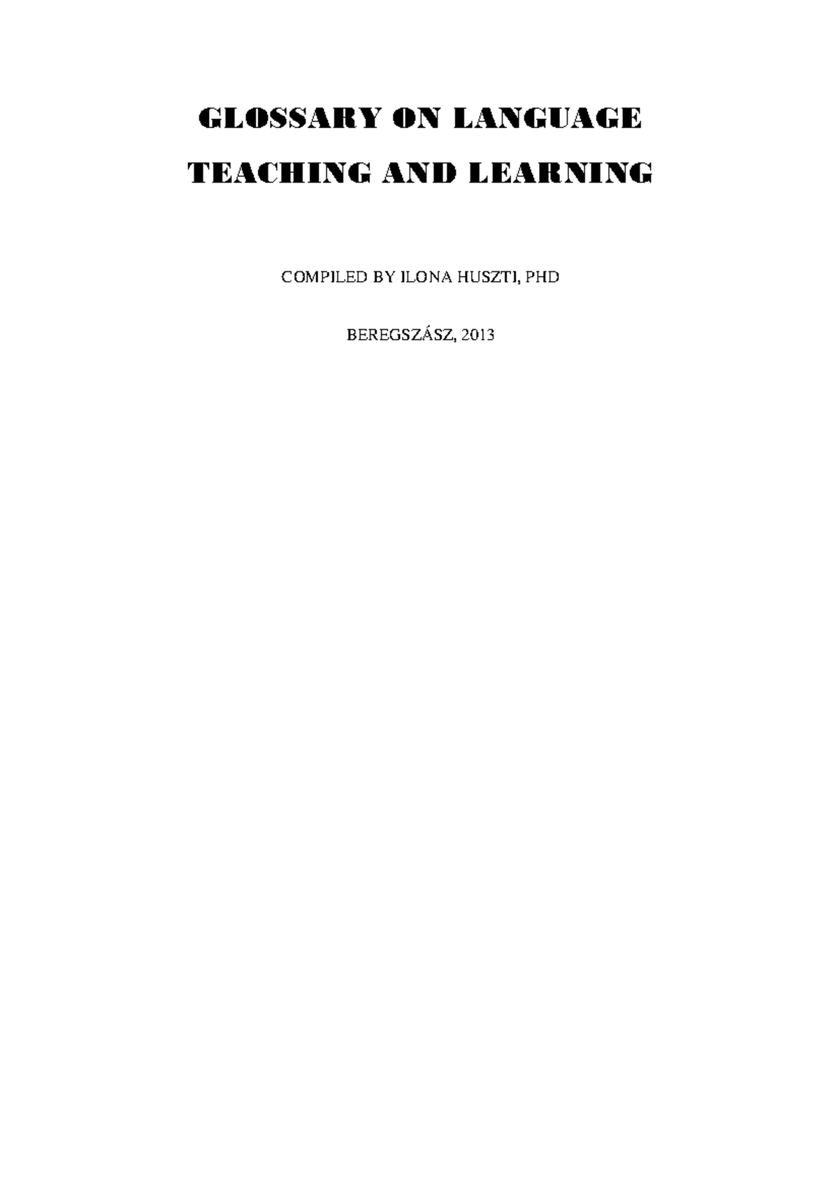 Language Teaching and Learning Glossary (LT101) - Comprehensive Guide ...