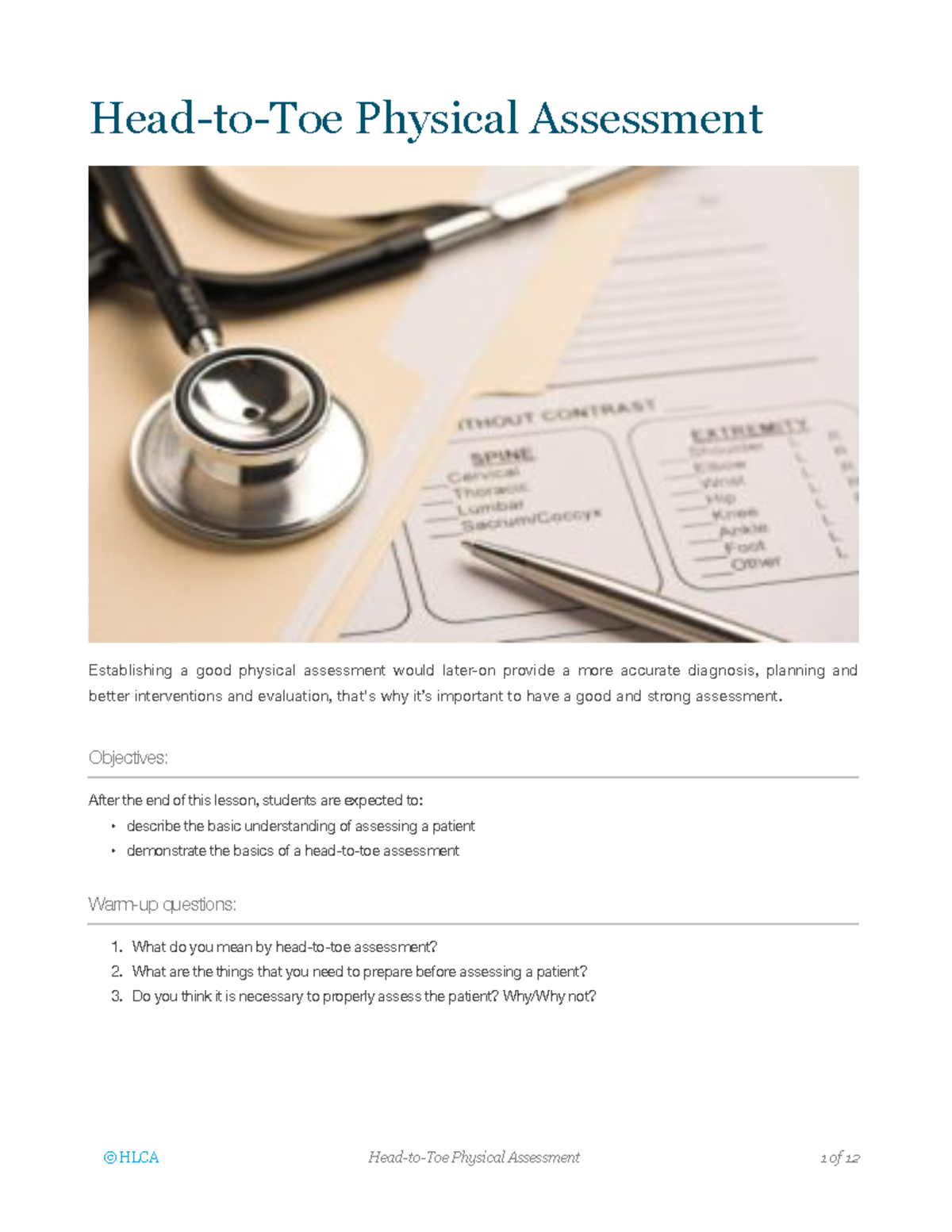 6 Head to Toe Physical Assessment 2 - Head-to-Toe Physical Assessment ...