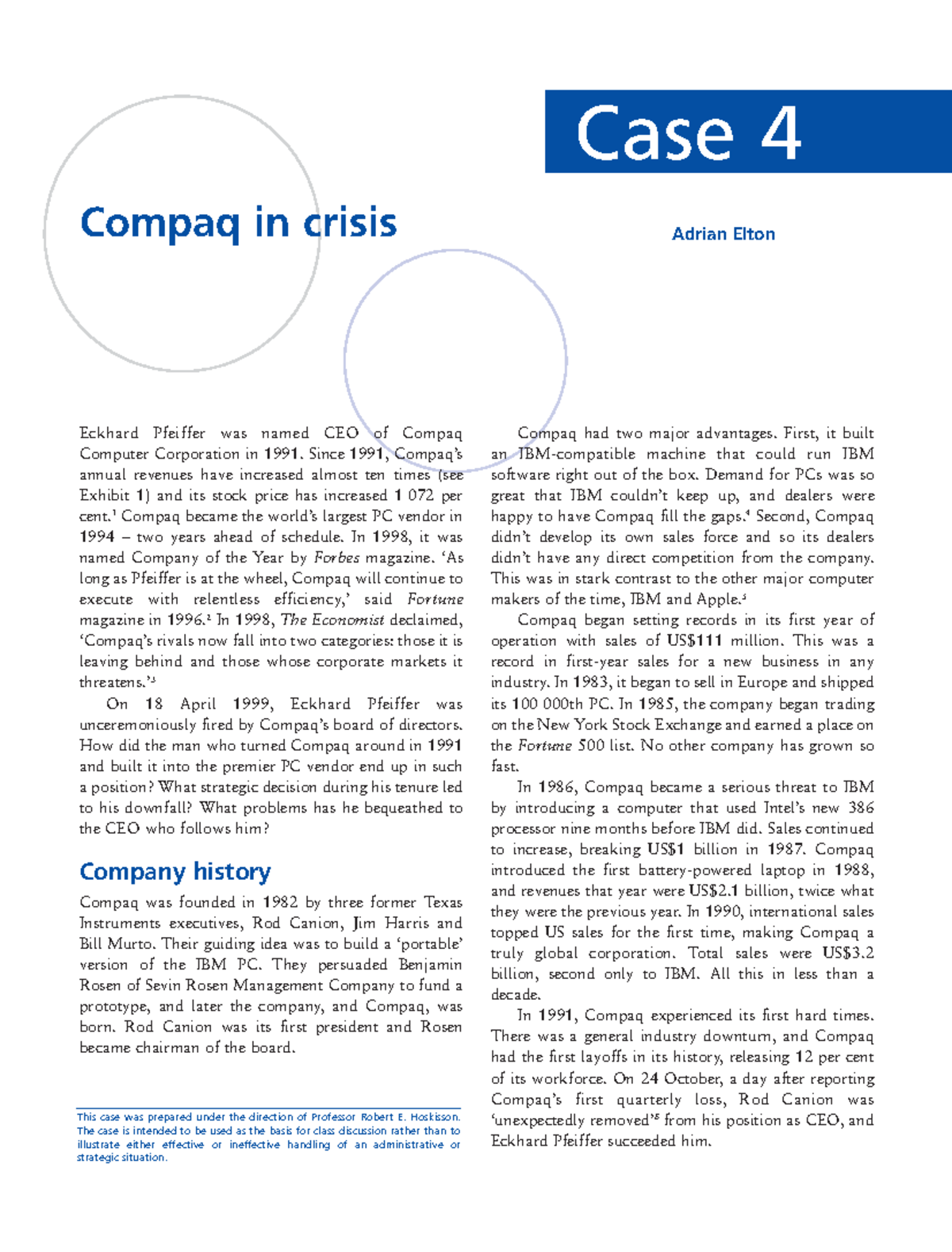 01 compaq in crisis business case team 01 - Eckhard Pfeiffer was named ...
