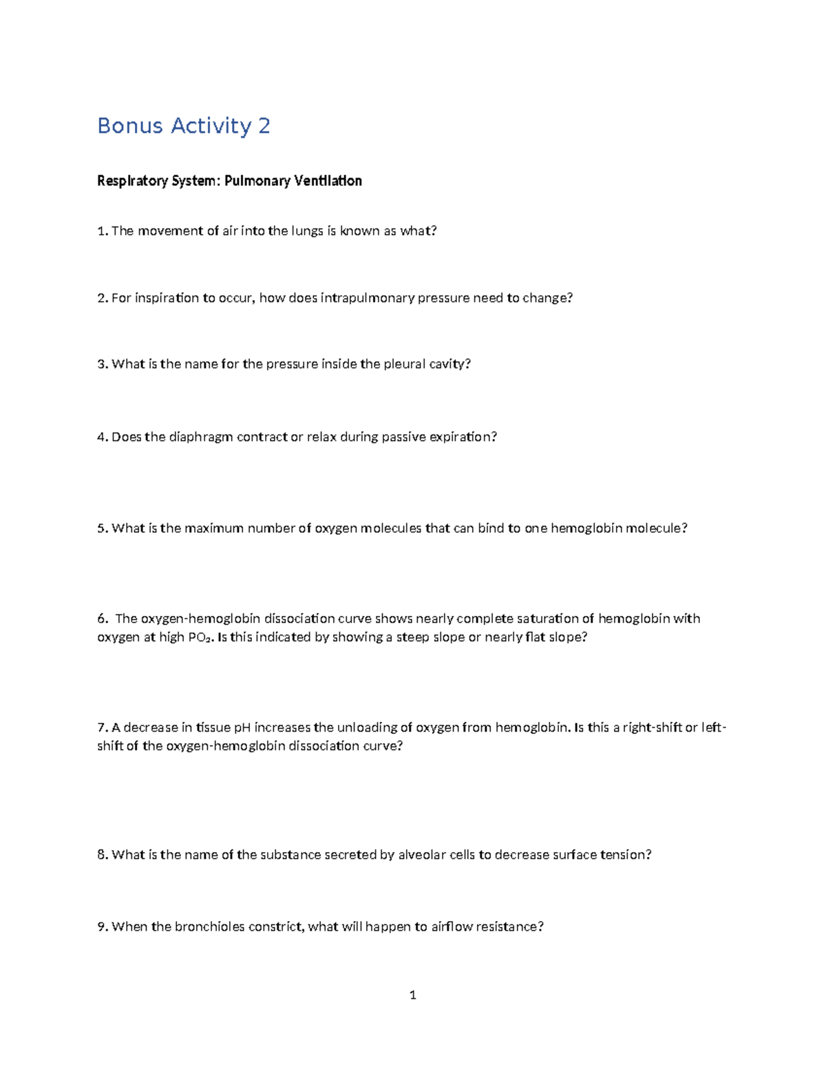 BIO209 Bonus Activity: Pulmonary Ventilation Questions - Studocu