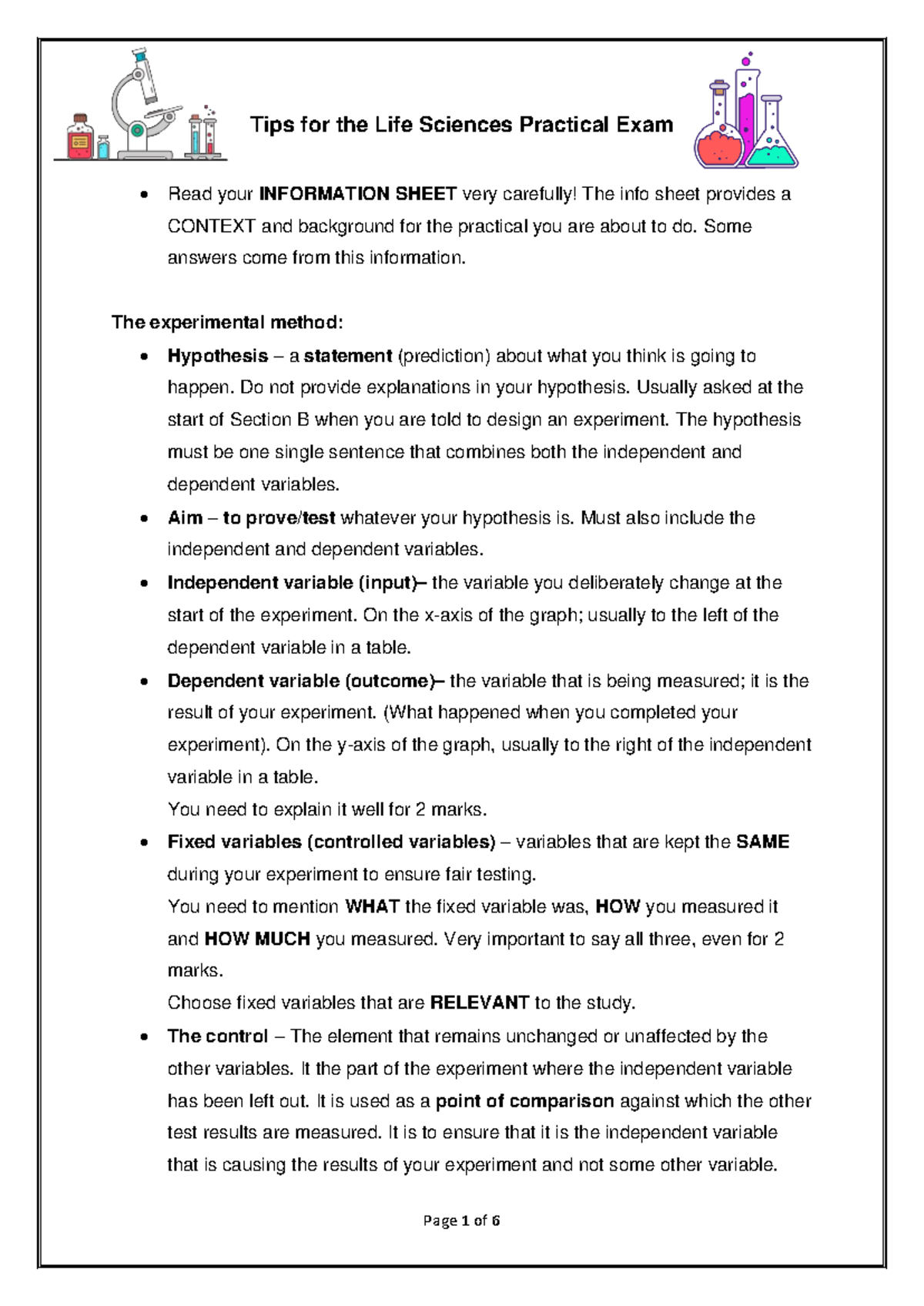 Life Sciences Practical Exam Tips: Key Concepts & Guidelines - Studocu