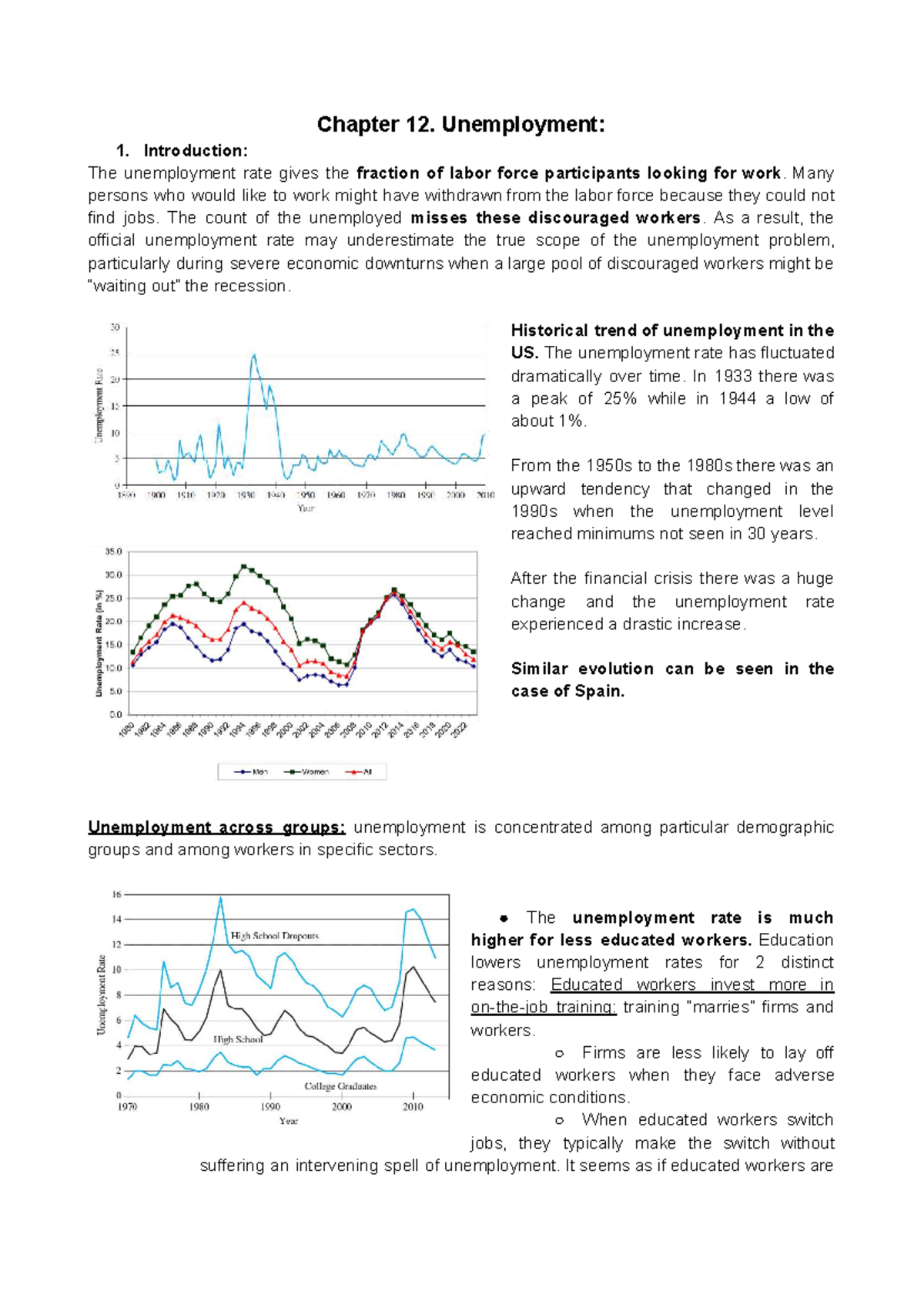 Chapter 12 - Unemployment: Analyzing Trends and Impacts - Studocu