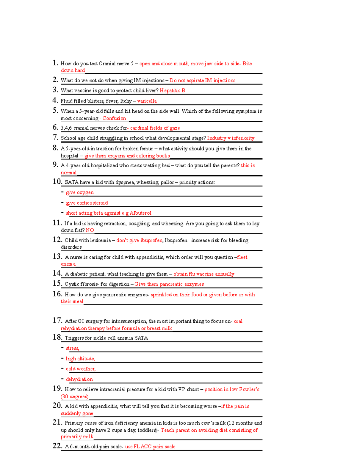 Final exam 232 review - Study notes - 1. How do you test Cranial nerve ...