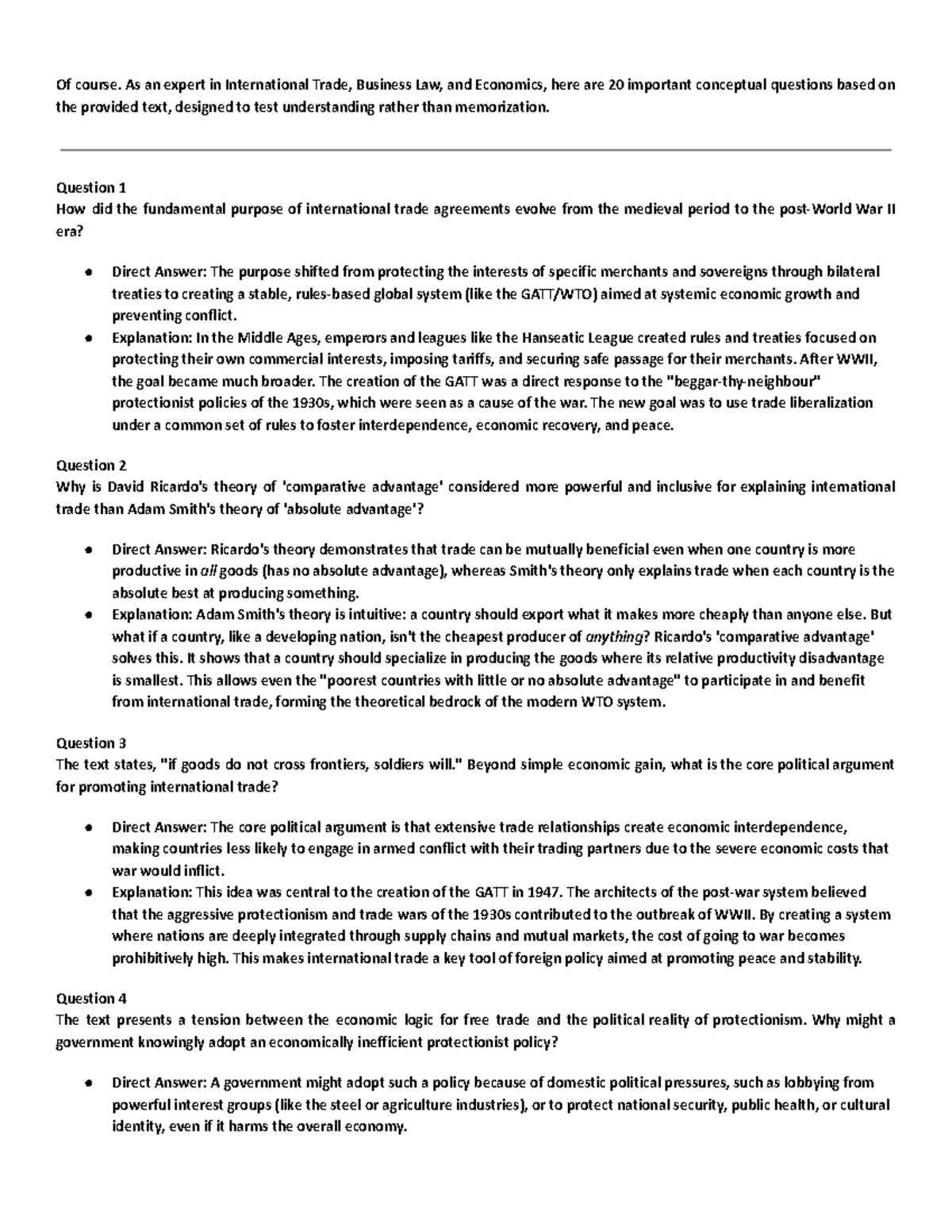 IBT 101: Conceptual Questions on International Trade and Business Law ...