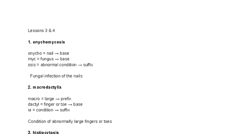 Lessons 3 & 4 - Medical Terminology Overview - Studocu