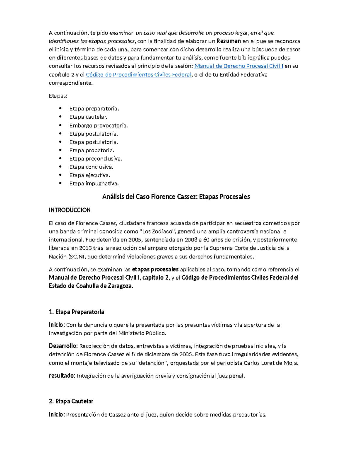 Resumen de Etapas Procesales del Caso Florence Cassez - Derecho ...