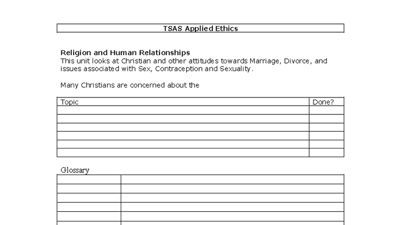 Ethics 1 Revision Book - Religion and Human Relationships This unit ...