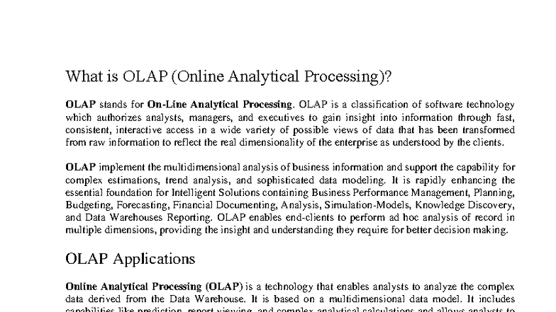 OLAP & Characteristics: Understanding Online Analytical Processing ...