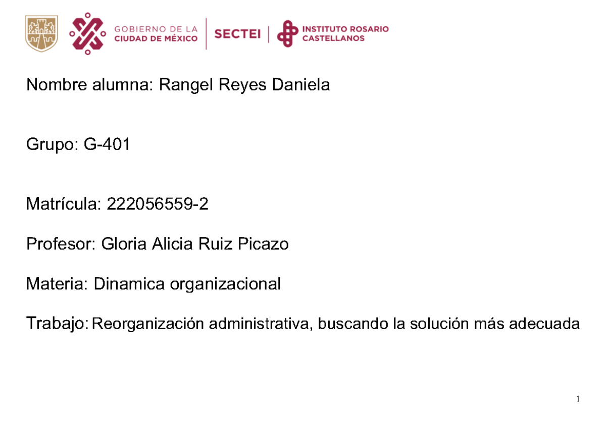 Reorganización administrativa, buscando la solución más adecuada ...