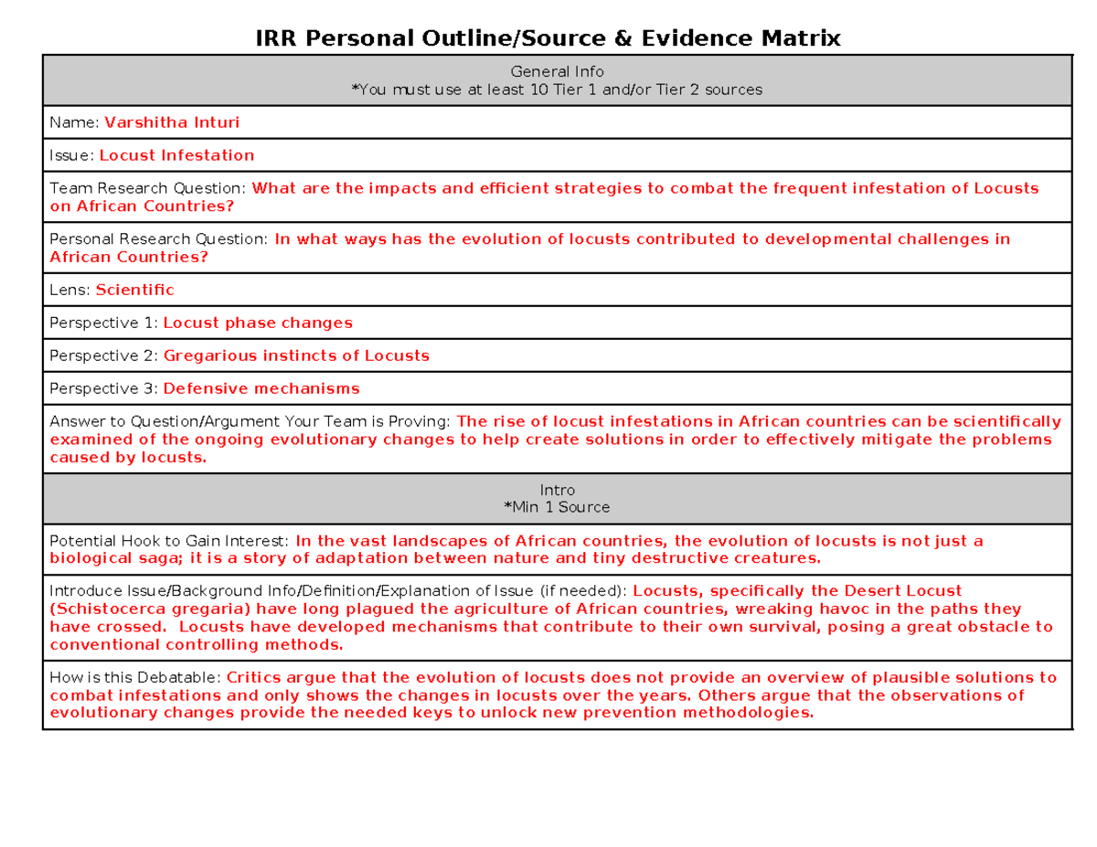 IRR Outline Matrix - IRR Personal Outline/Source & Evidence Matrix ...