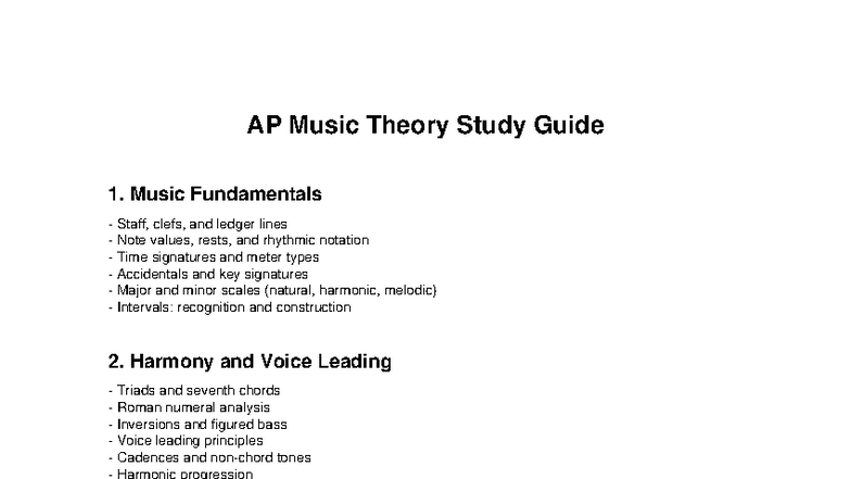 AP Music Theory Study Guide: Fundamentals, Harmony, and Aural Skills ...