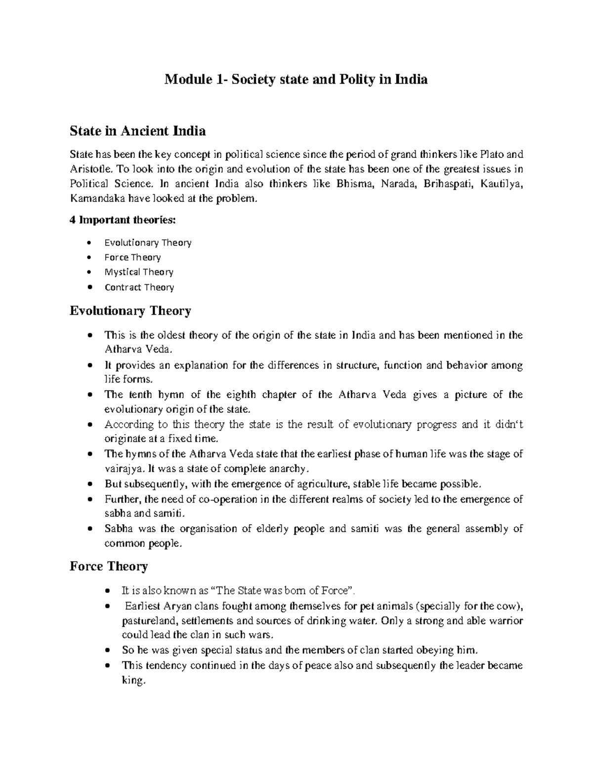 Unit 1: State formation theories in ancient India - Studocu