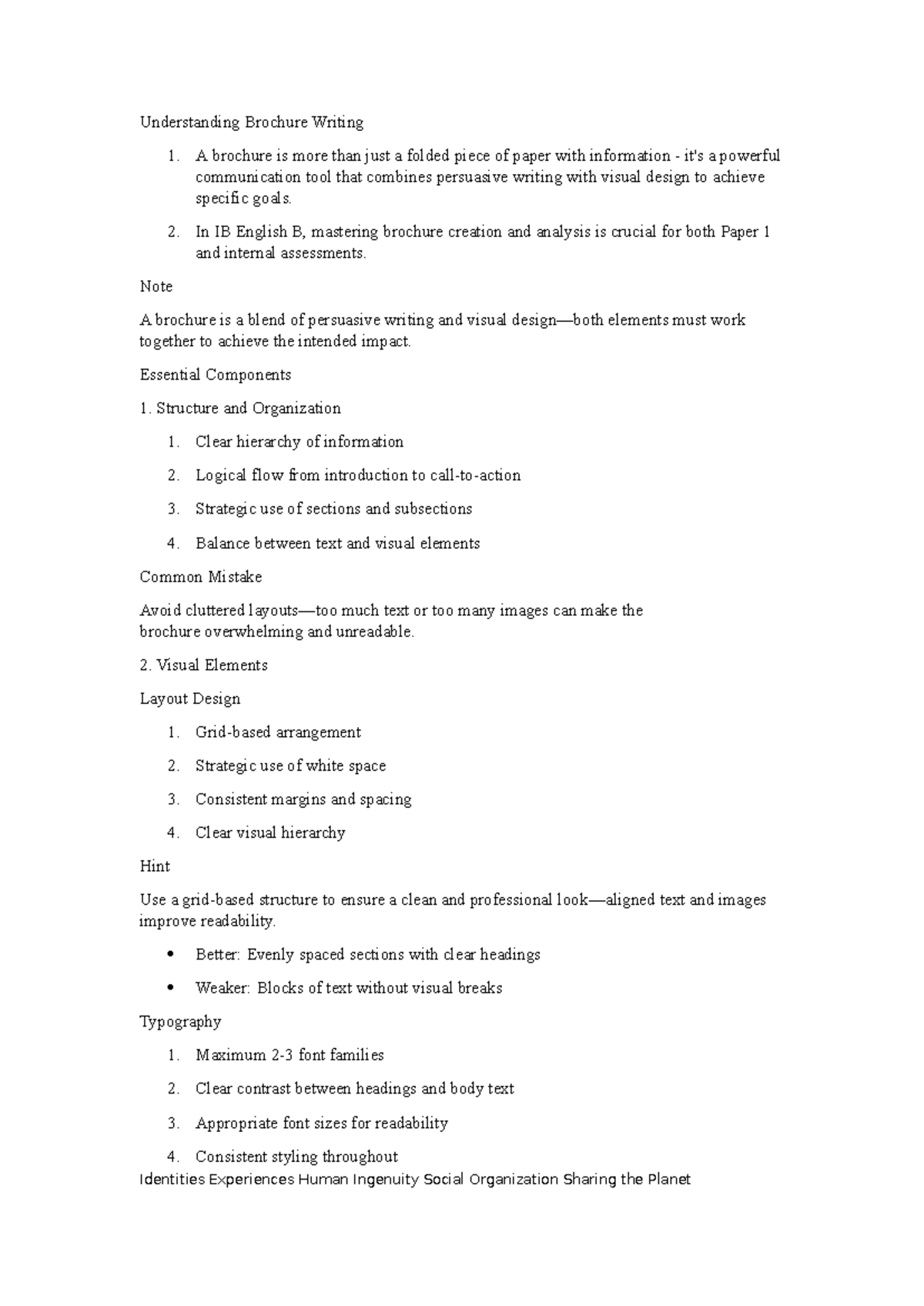 IB English B: Mastering Brochure Writing Techniques and Strategies ...