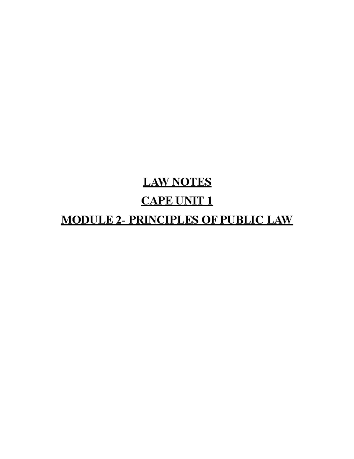 CAPE LAW 2: Notes on Principles of Public Law and Constitution - Studocu
