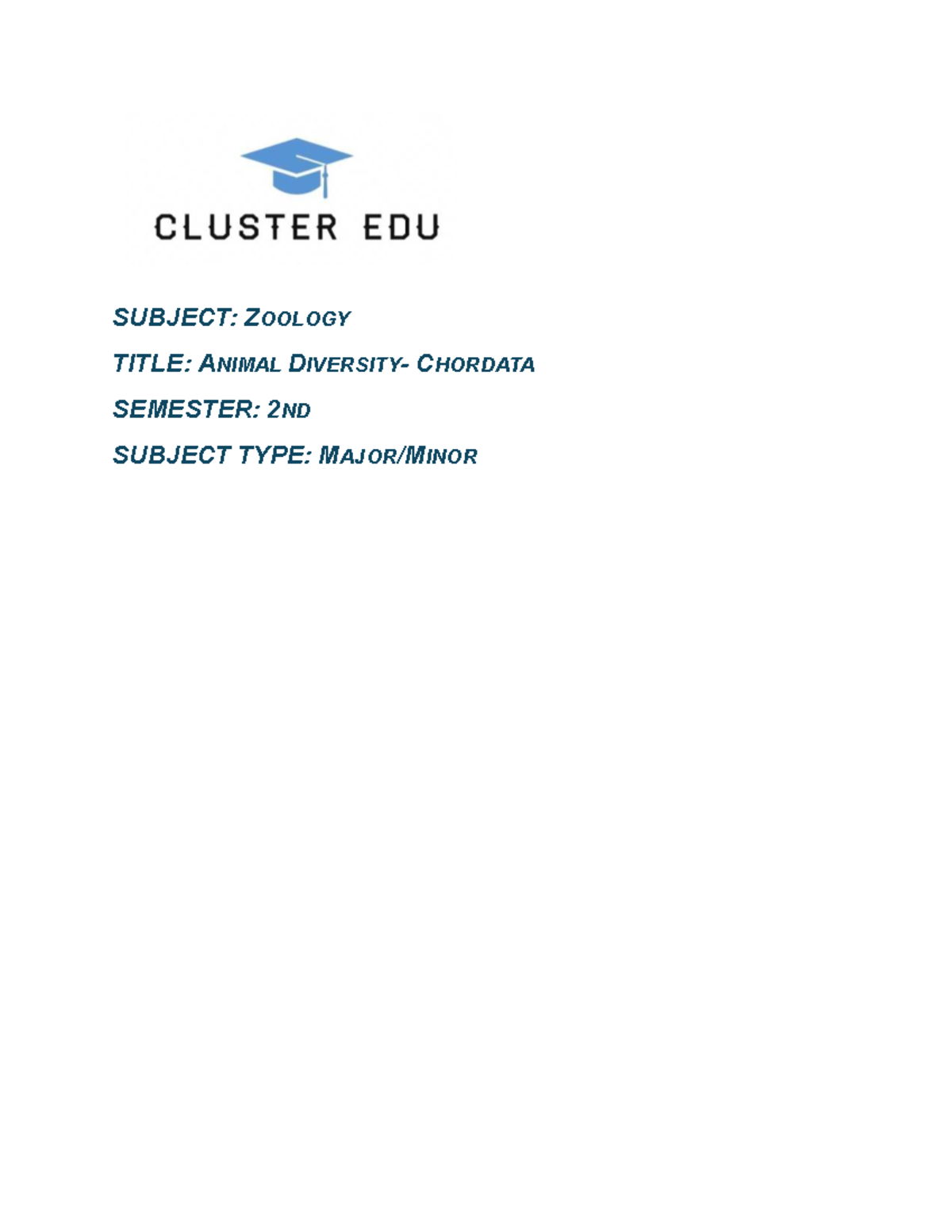 2nd Sem Zoology Notes: Chordata Classification & Characteristics - Studocu