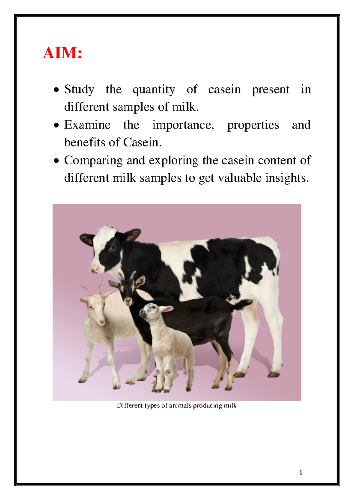 Class 12 Chemistry Project: Analysis of Casein in Milk Samples - Studocu