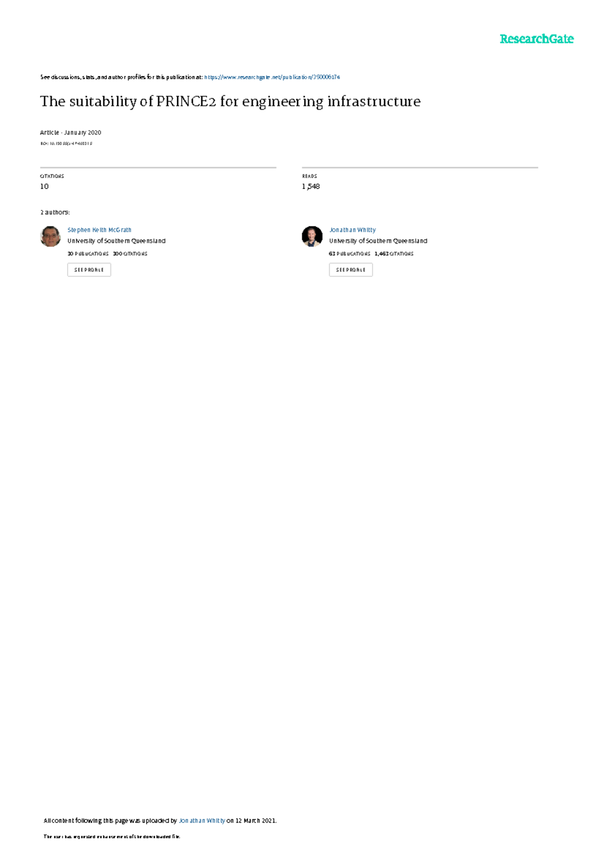 The Suitability of PRINCE2 for Engineering Infrastructure Projects ...