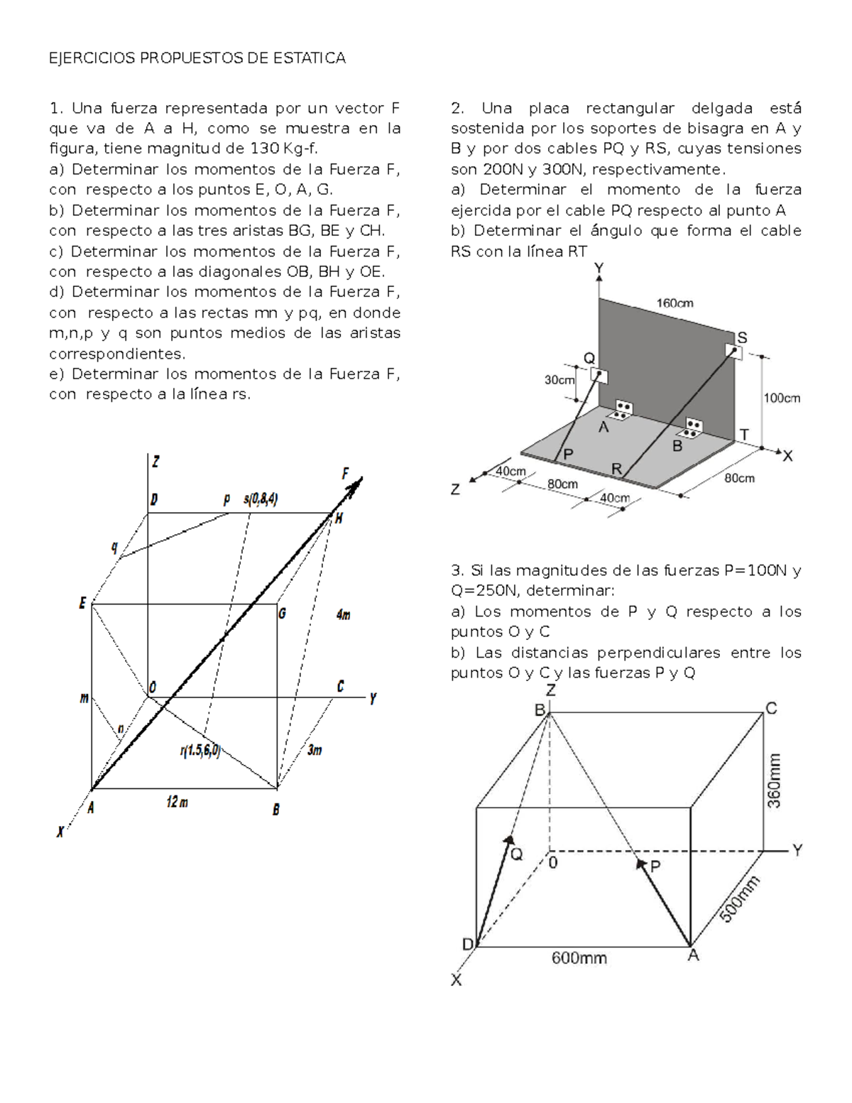 EJERCICIOS PROPUESTOS DE ESTATICA 1 - 36: Análisis de Momentos y ...