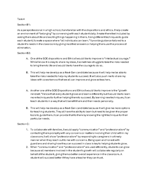 D459 Case Study 1 - Passed on first try - D459 Case Study 1- Task 2 The focus of this study is ...
