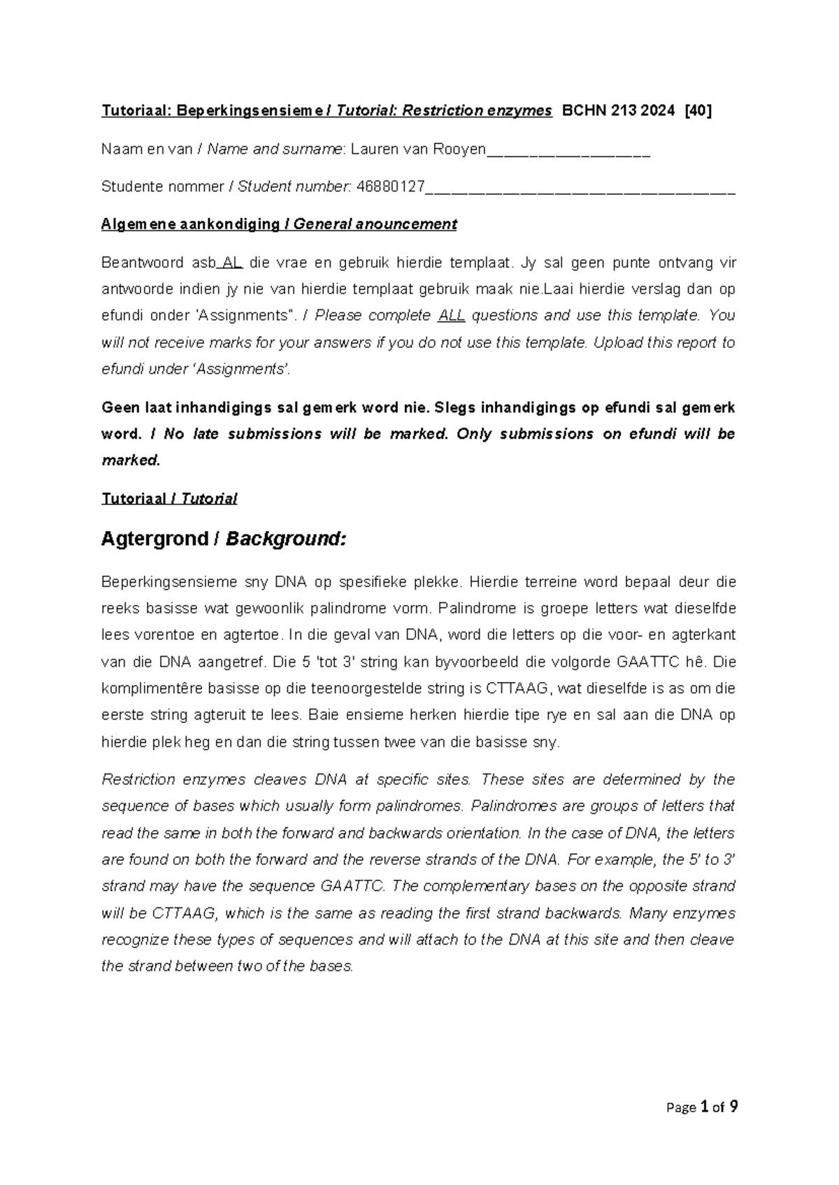 Restriction Enzyme Tutorial BCHN 213 - Understanding DNA Cleavage 2024 ...