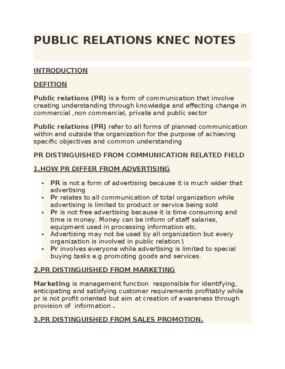 Public Relations KNEC Notes: Understanding PR, Its Practices, and Roles ...