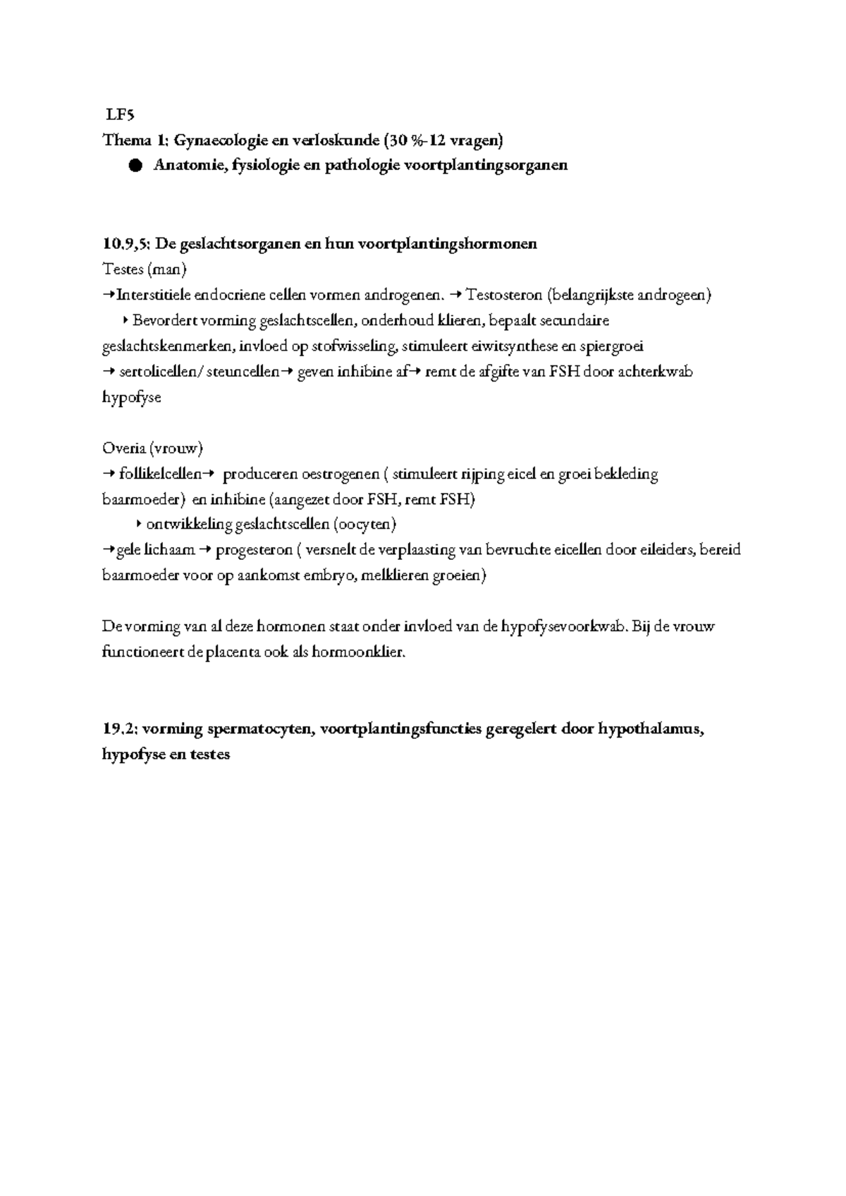 LF5 - Samenvatting van Anatomie en Fysiologie van Voortplantingsstelsel ...