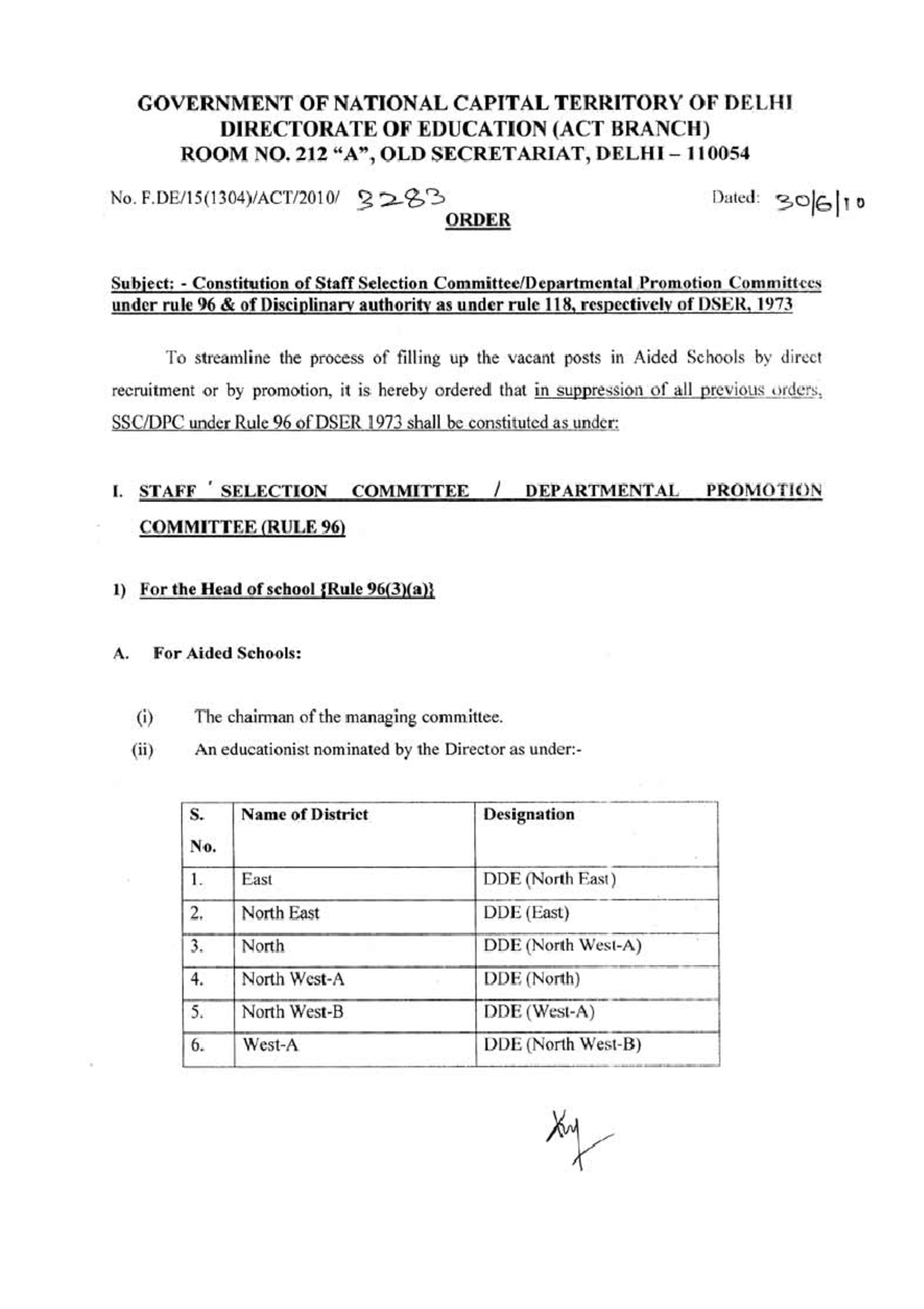 DAC Circular - Constitution of Staff Selection Committees Order - Studocu