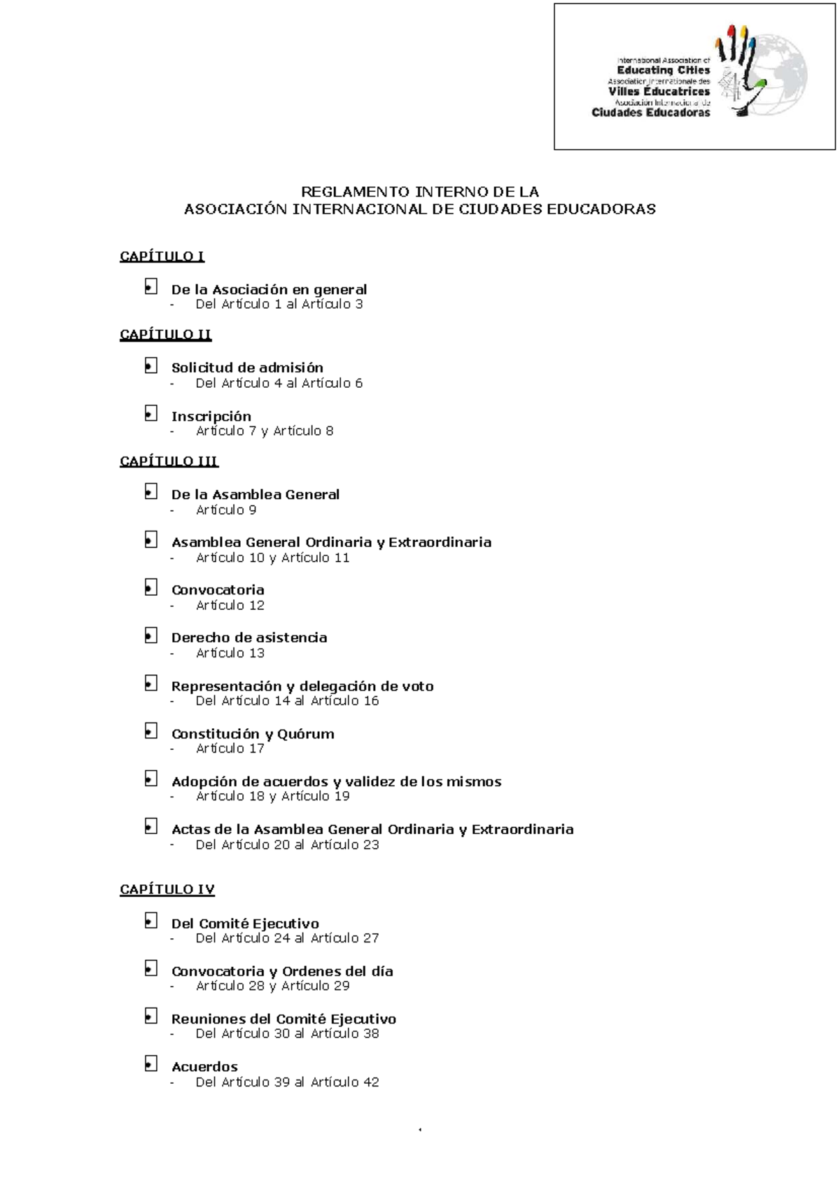 Reglamento Interno de la AICE: Artículos y Capítulos Esenciales - Studocu