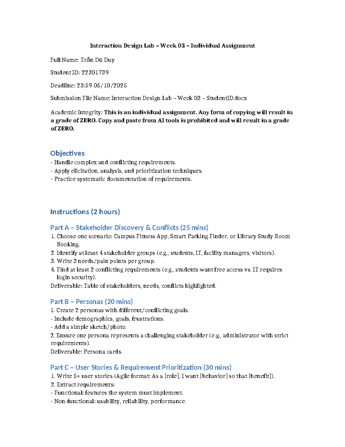 LAB03: Discovering Requirements for Interaction Design Assignment - Studocu