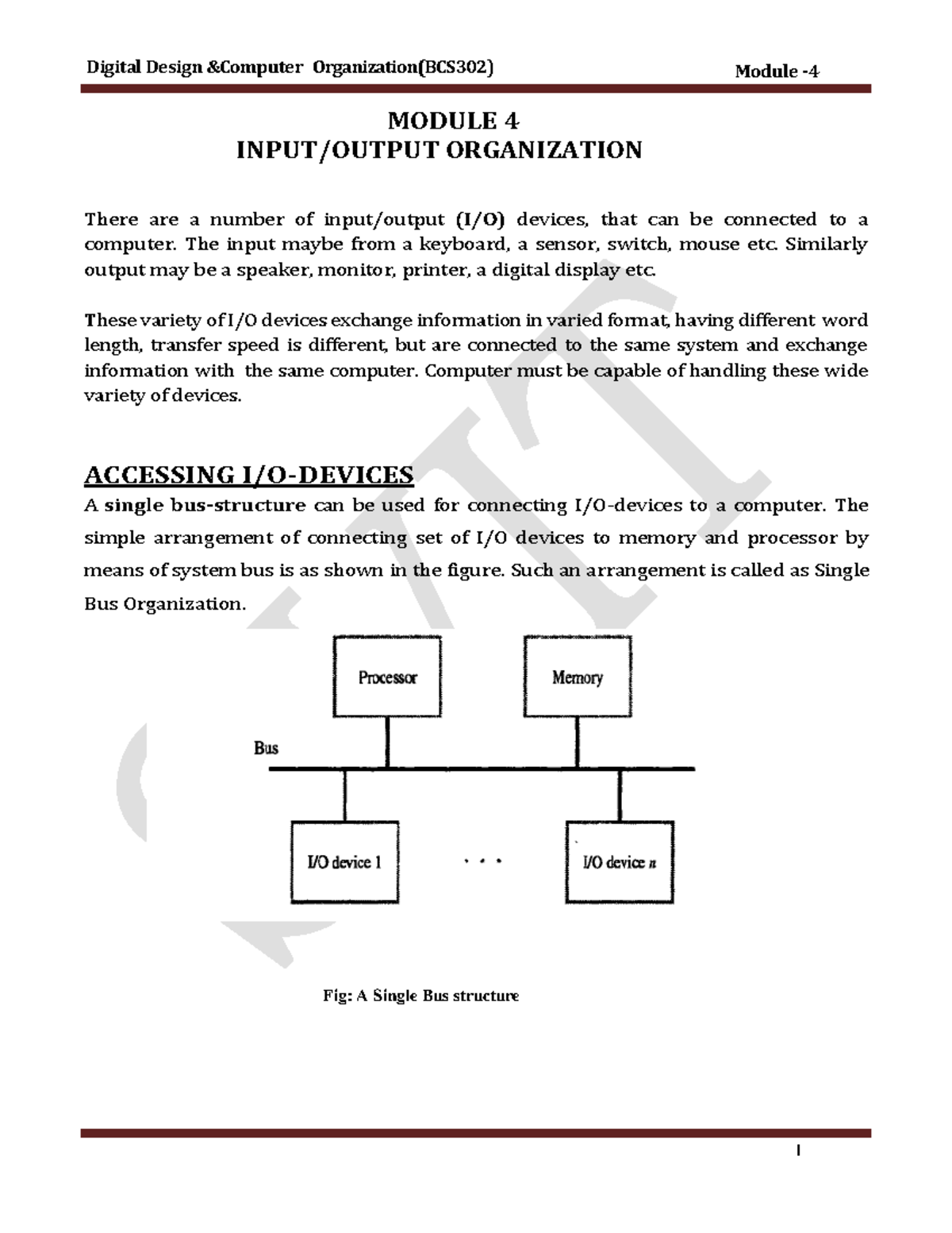 Digital Design Organization (BCS302) Module 4: Device Interfacing and ...