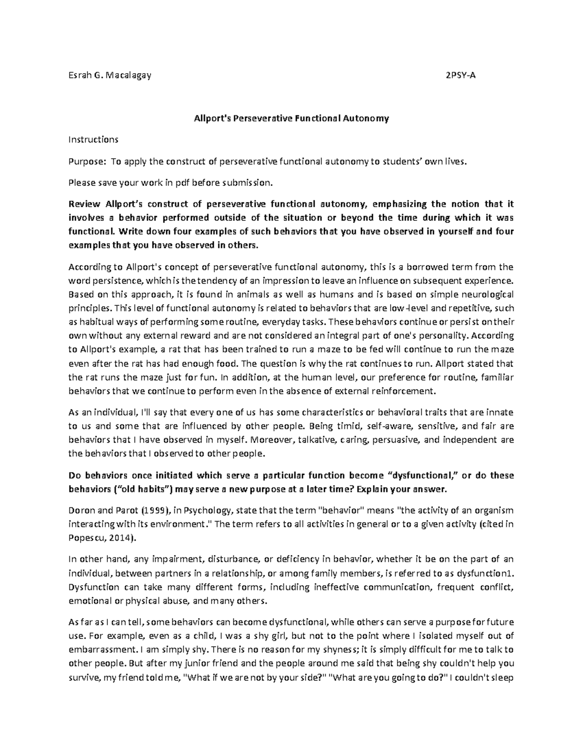 2PSY-A: Applying Allport's Perseverative Functional Autonomy Concepts ...