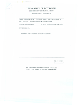 Mat291 Revision Engineering Mathematics Studocu