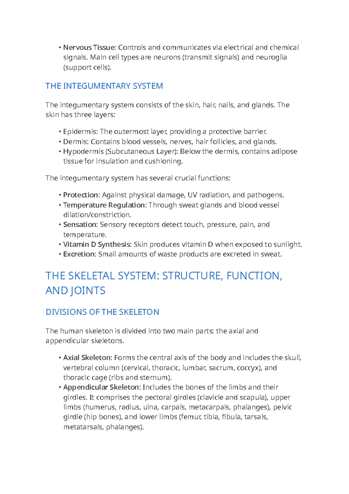 Human Anatomy Reviewer-2: Nervous, Integumentary & Skeletal Systems ...